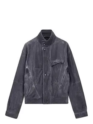 Giorgio Armani Leather Blouson Jacket - Grey