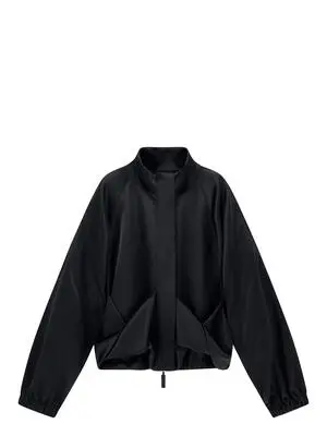 Giorgio Armani Caban Coat In Techno Duchesse - Black