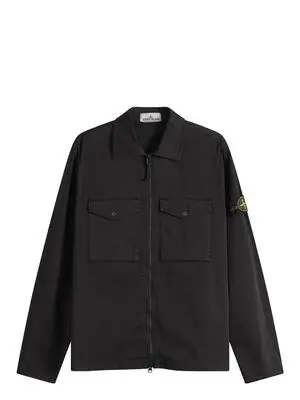 Stone Island Organic Cotton Sateen Zip Shirt Jacket - Black