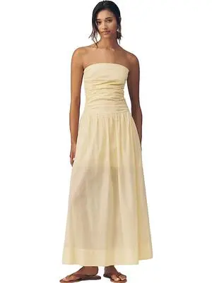 Sundry Voile Ruched Maxi Dress - Buttercup
