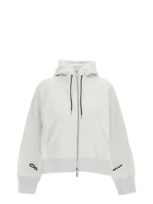 Sacai Felpa Con Cappuccio In Jersey Di Cotone - White