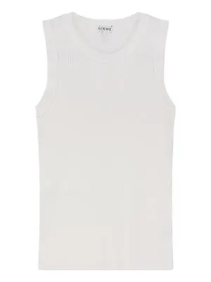 Loewe Anagram Viscose Ribbed Knit Tank Top - White