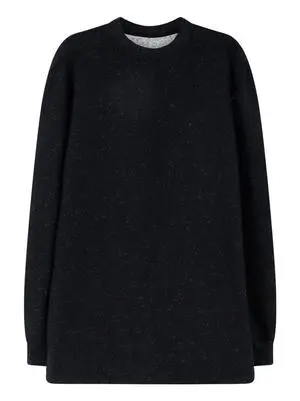 Rick Owens Oversized Crewneck Sweater In Wool And Cotton Blend - Black
