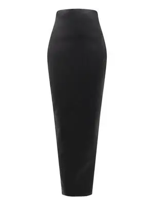 Rick Owens Long Stretch Wool Blend Skirt - Black