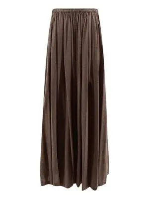 Max Mara Pleated Jersey Maxi Skirt - Brown