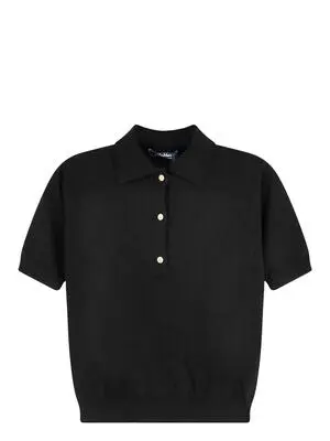 Max Mara Cotton, Silk, And Cashmere Polo Shirt - Black