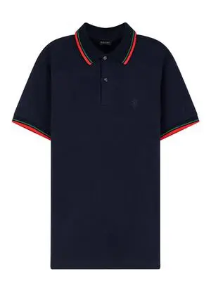 Gucci Cotton Polo Shirt With Embroidered Logo On The Front - Black