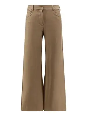 Max Mara S MAX MARA Cotton Blend Flared Trousers Beige
