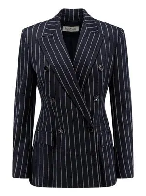 Max Mara Double-breasted Pinstripe Blazer - Black