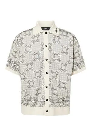 Amiri Ma Quad Check Mesh Knit Shirt - Alabaster