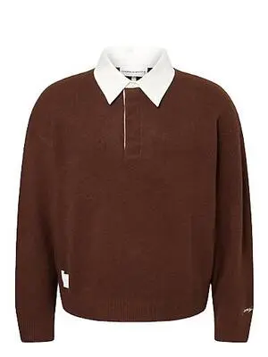 THE COUTURE CLUB Fluffy Collared Knitted Jumper - Brown