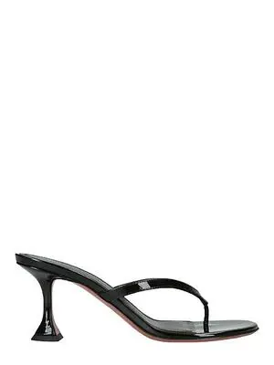 Amina Muaddi Juliette Thong 70 Leather Heeled Sandals - Black