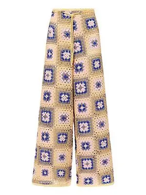 Agua Bendita Crochet Knit Wide-leg Trousers - Multi