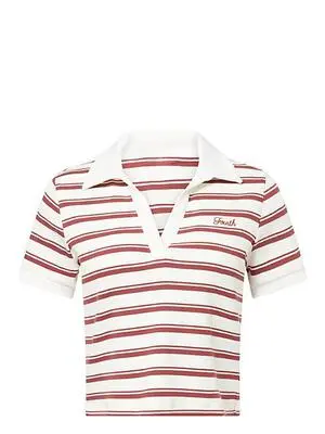 4TH & RECKLESS Striped Ribbed Cotton Polo Top - Multi