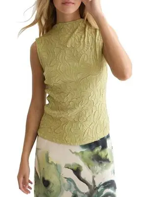 Scotch & Soda Floral Jacquard Sleeveless Funnel Neck Top - Beechnut