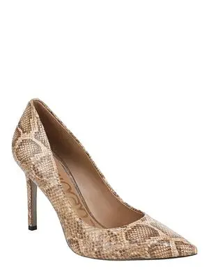 Sam Edelman Hazel Pointed Toe Stiletto Pump - Light Sand Snake Print