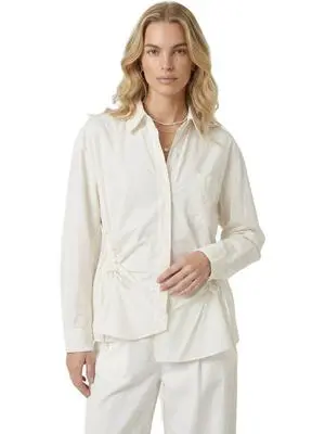 MODENAIRE Side Drawstring Detail Button-up Shirt - Ivory