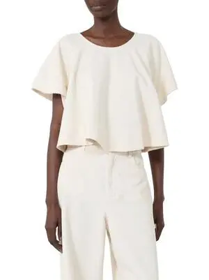 Max Mara Forte Cotton Cropped Top - Ecru