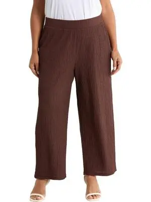 Jones New York Textured Wide Leg Pull-on Ankle Pants - Fudge