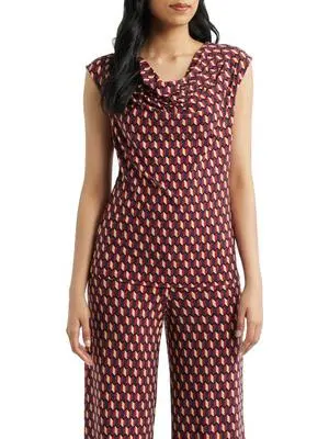 Anne Klein Cowl Neck Extended Shoulder Top - Rust Multi