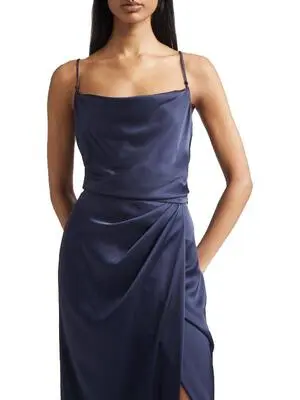 St. John Monroe Liquid Satin Camisole Top - Midnight