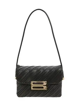 Victoria Beckham Dorian Ruched Leather Clutch - Black