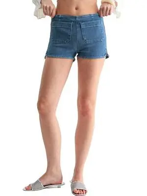 JEMINA DENIM High-rise Patch Pocket Denim Shorts - Medium Wash