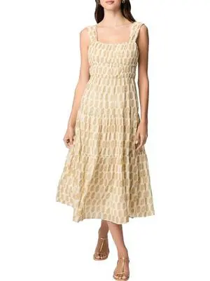 Paige Kinney Tiered Midi Dress - Bone Multi