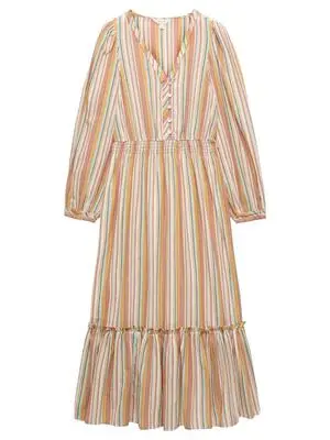 PER UNA BY M&S Striped Long Sleeve Maxi Dress - Pink/multi