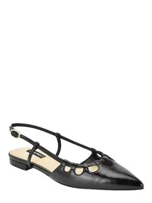 Nine West Nine West Harra Pointed Toe Flat Slingbacks Black