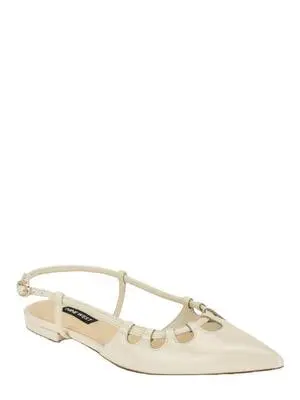 Nine West Harra Pointed Toe Flat Slingbacks - Ivory