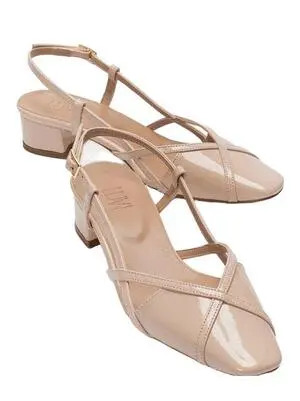 PROLOGUE SHOES Olena Block Heel Slingback Pumps - Beige