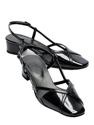 PROLOGUE SHOES Olena Block Heel Slingback Pumps - Black