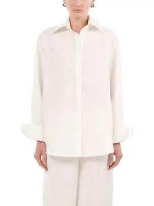 NOCTURNE Oversized Linen Button-up Shirt - Ivory
