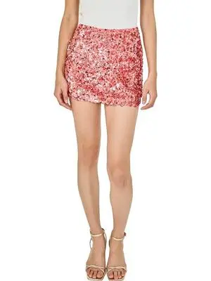 Endless Rose Sequin A-line Mini Skirt - Red