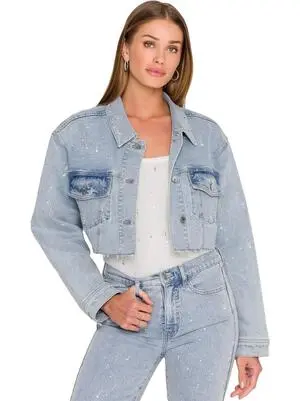 Generation Love Nelida Cropped Denim Jacket With Ruffle Accents And Gold Buttons - Light Blue