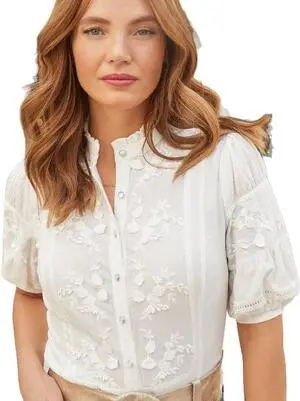 JOE BROWNS Lace Embroidered Broderie Anglaise Blouse - White