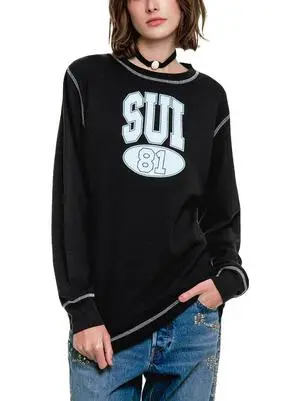 Anna Sui Sui 81" Graphic Thermal Top - Black Multi