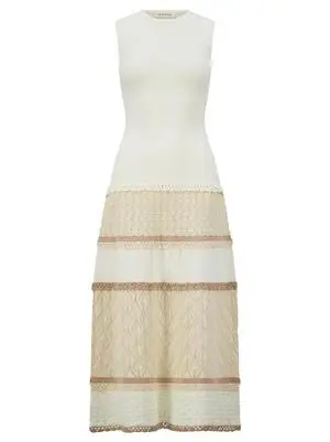 Lela Rose Pointelle Knit Maxi Dress - Cream Multi
