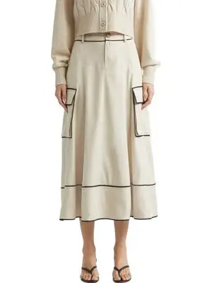 TOCCIN Shiloh High Waist Cargo Midi Skirt - Desert/jet