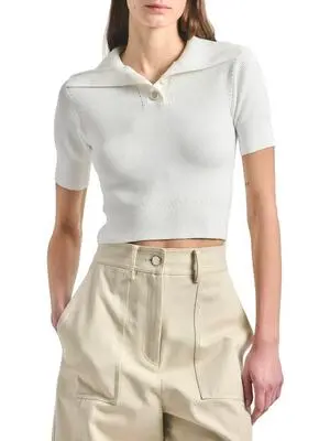 Derek Lam 10 Crosby Derek Lam 10 Crosby Antonella Compact Knit Polo Marshmallow