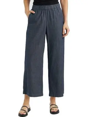 Eileen Fisher Wide Leg Ankle Pants - Denim
