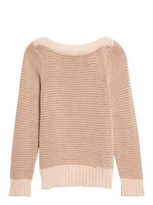 Veronica Beard Orlian Stripe Stretch Cotton Sweater - Chai Ecru