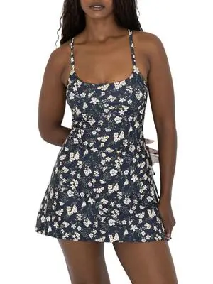 Geode Swimwear Sydney Crisscross Back Swim Dress - Blue