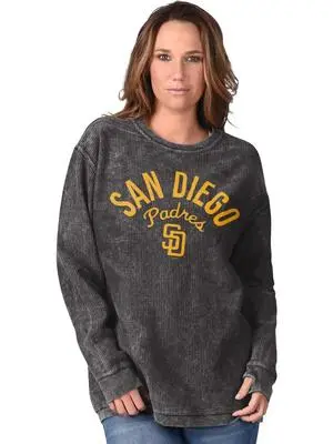 G-III 4HER BY CARL BANKS San Diego Padres Washed Corduroy Pullover Sweatshirt - Black