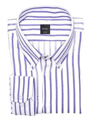 BRISK Wide Stripes Pima Cotton Dress Shirt - Button Down Collar