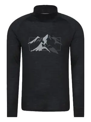 Mountain Warehouse Quest Merino Wool Long-sleeved Thermal Top - Black