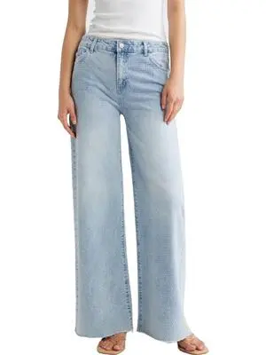 TRACTR Tractr Rhinestone Embellished Wide Leg Jeans