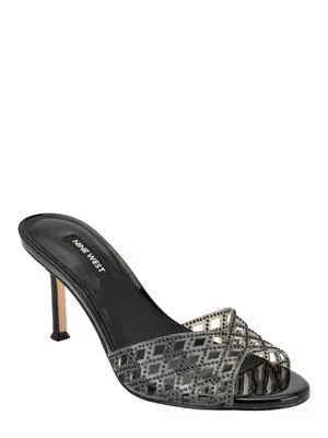 Nine West Mazzy Slide Sandal With Rhinestones - Black