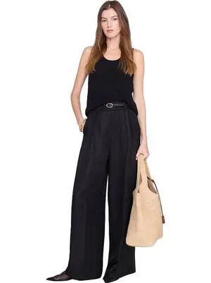 ANINE BING Lou Linen Blend Trousers - Black